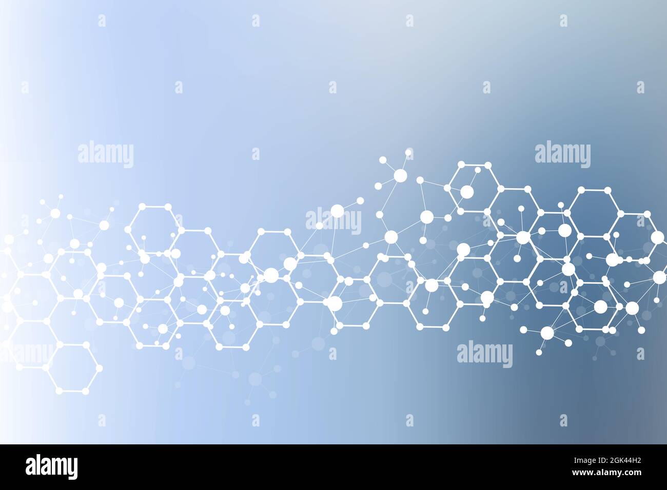 Science network pattern, connecting lines and dots. Technology hexagons ...