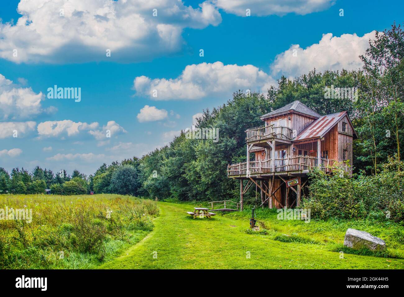 Landscape with beautiful tree house in romantic style as a holiday home ...