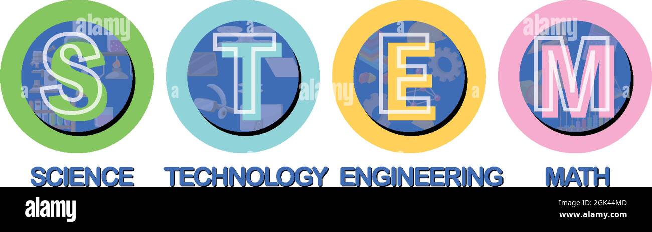 Colourful STEM education text icon illustration Stock Vector Image ...