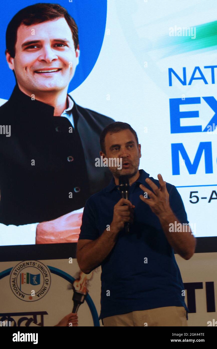 NSUI President Rahul Gandhi speaks with the NSUI students during ...