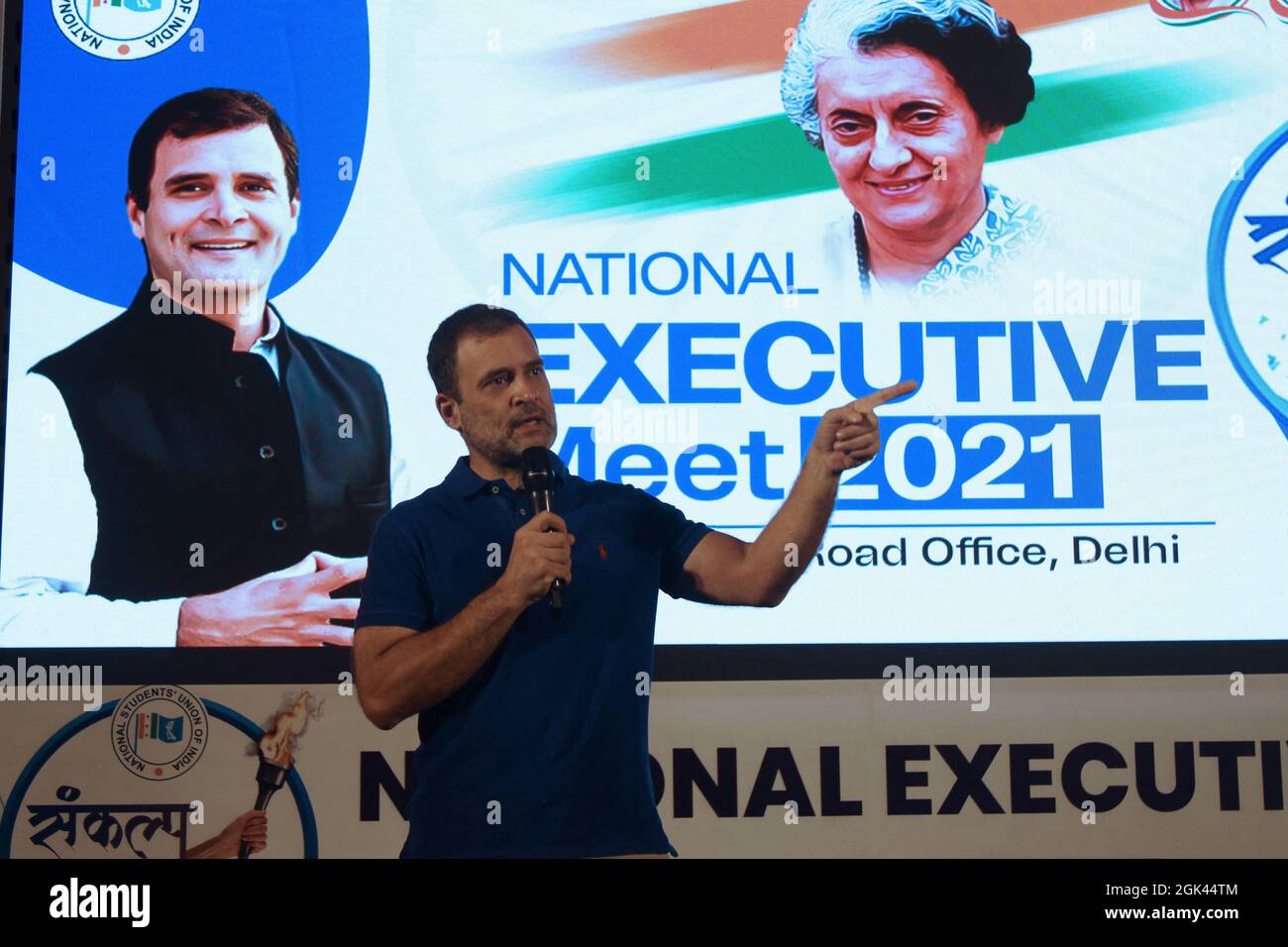 NSUI President Rahul Gandhi speaks with the NSUI students during ...