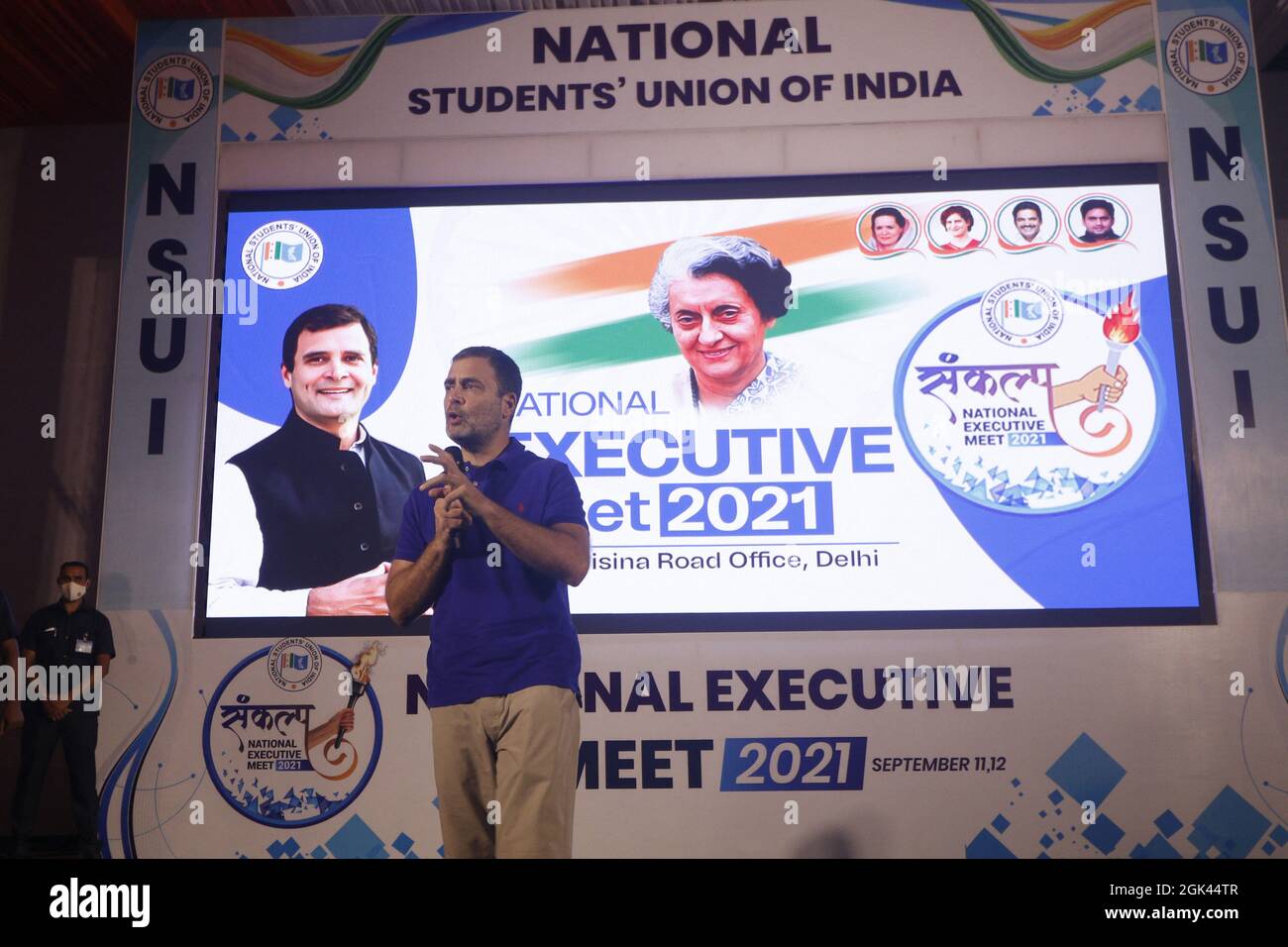 NSUI President Rahul Gandhi speaks with the NSUI students during ...