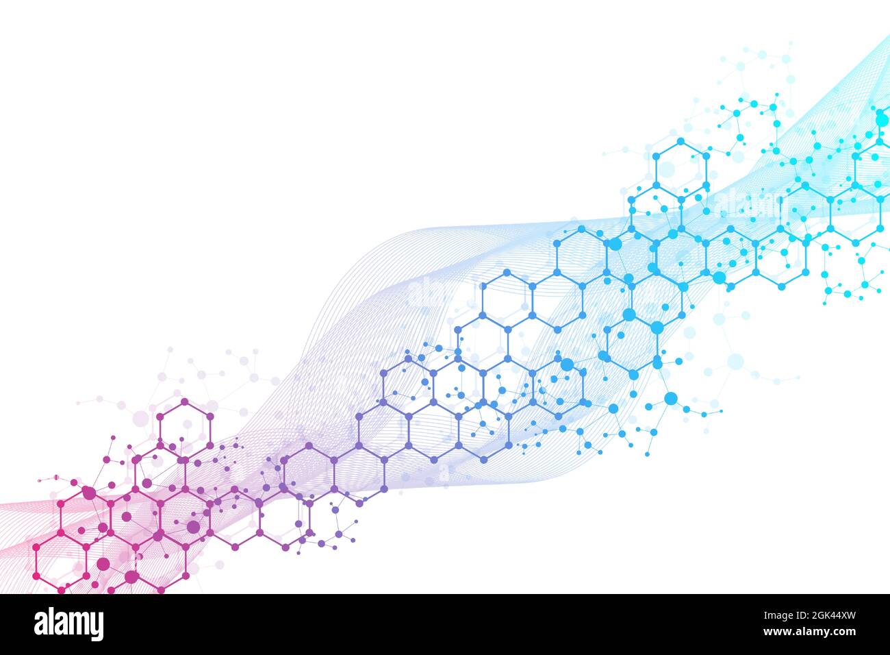 Science network pattern, connecting lines and dots. Technology hexagons ...