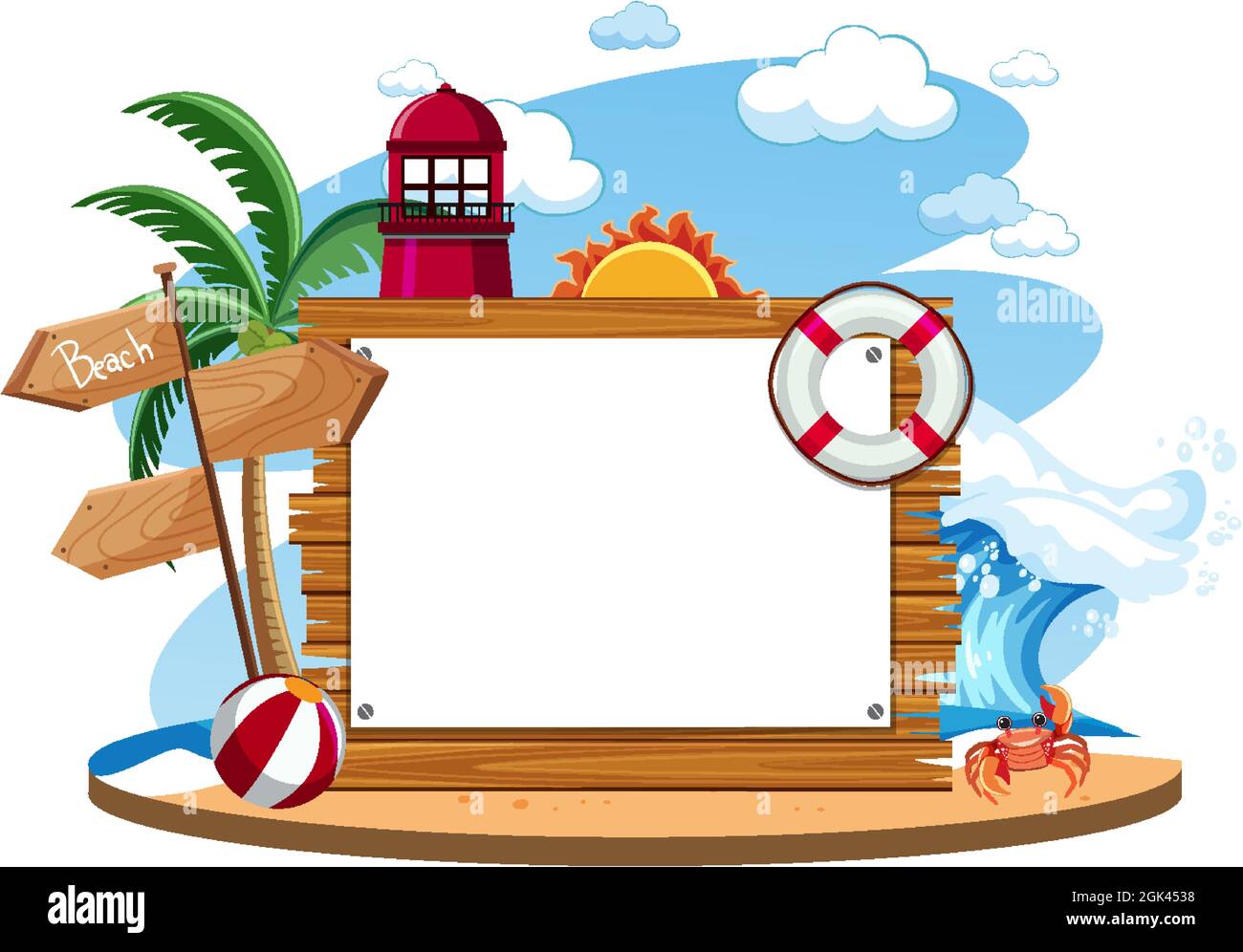 Blank banner template on the island with lighthouse isolated ...