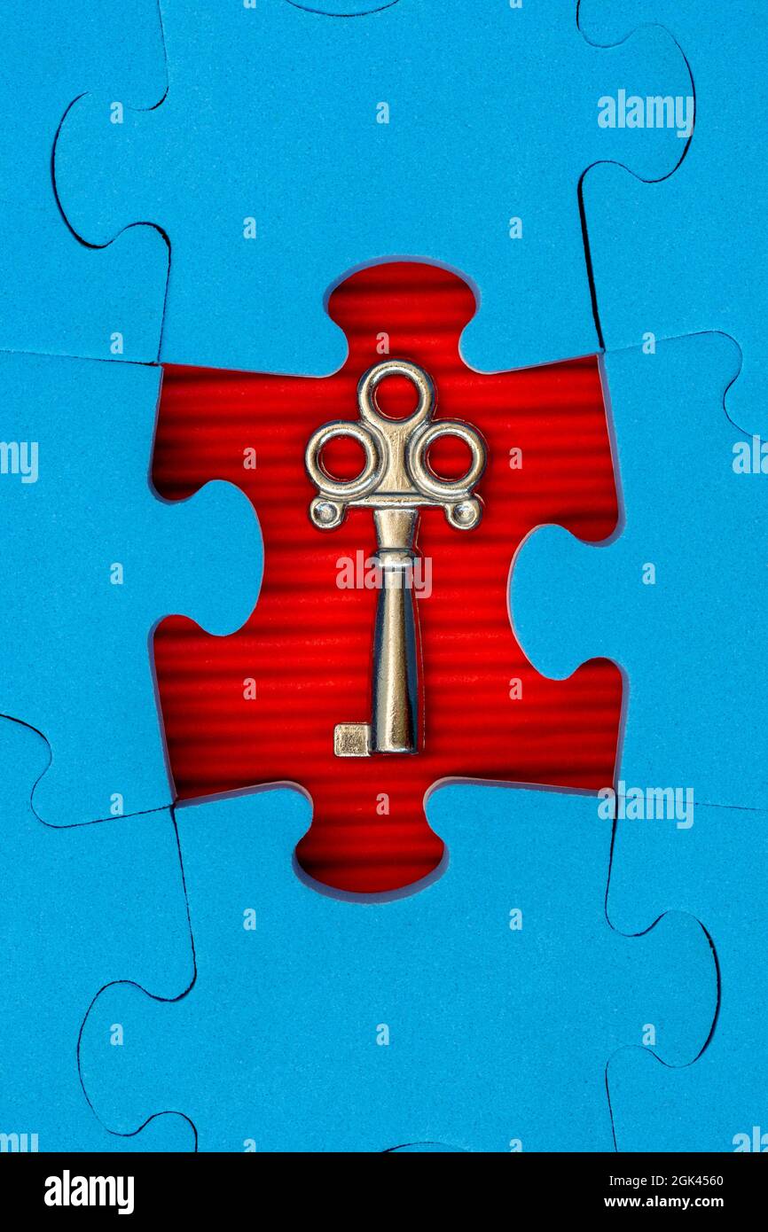 Find key to success, business opportunity or solution. Jigsaw puzzle ...