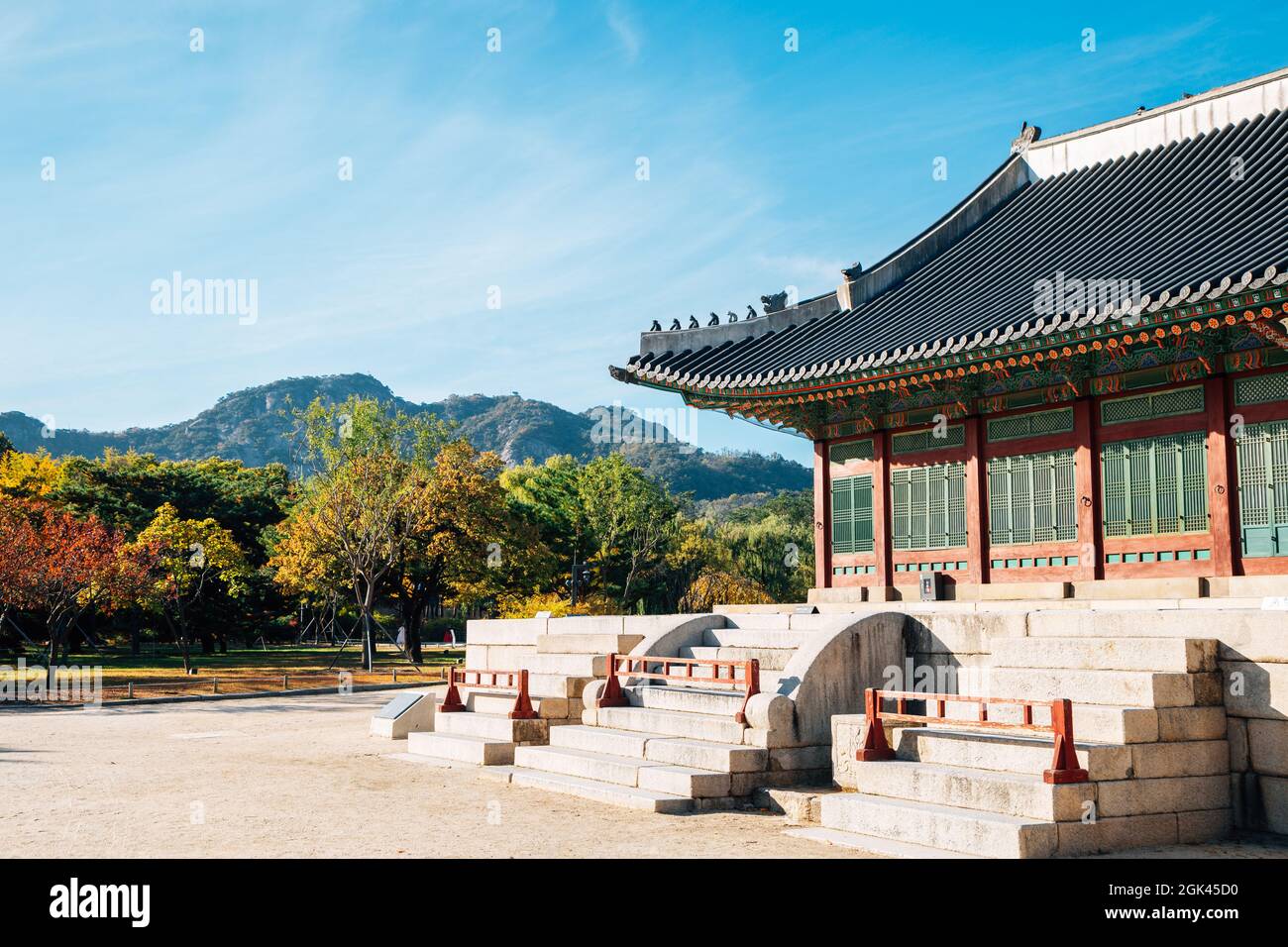 Gyeongbokgung and bugaksan or baegaksan mountain hi-res stock ...