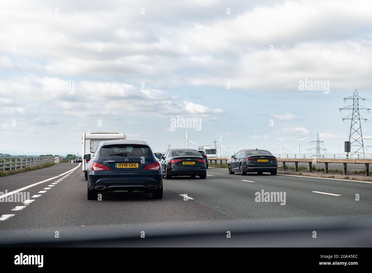 Slow moving traffic jam in UK Stock Photo - Alamy