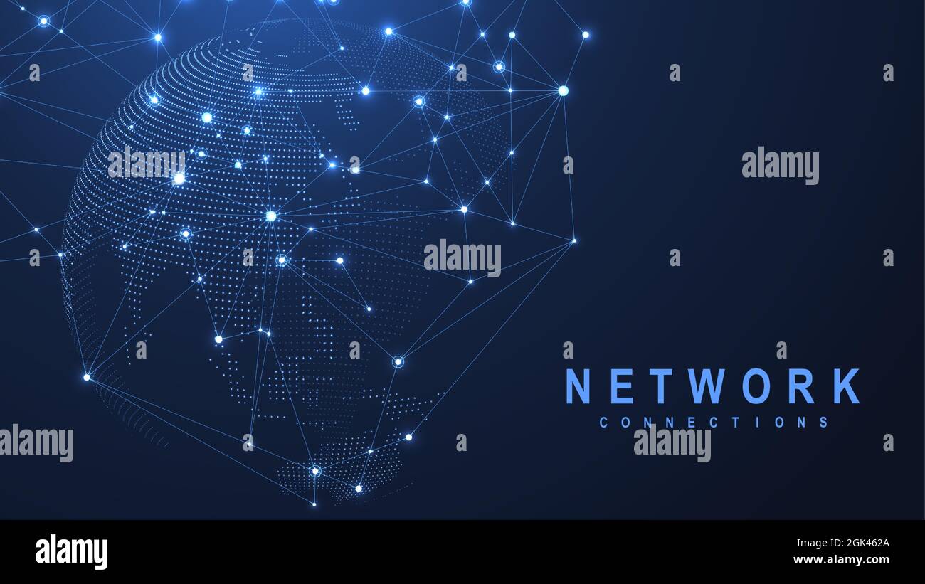 Global network connection concept. Big data visualization. Social ...