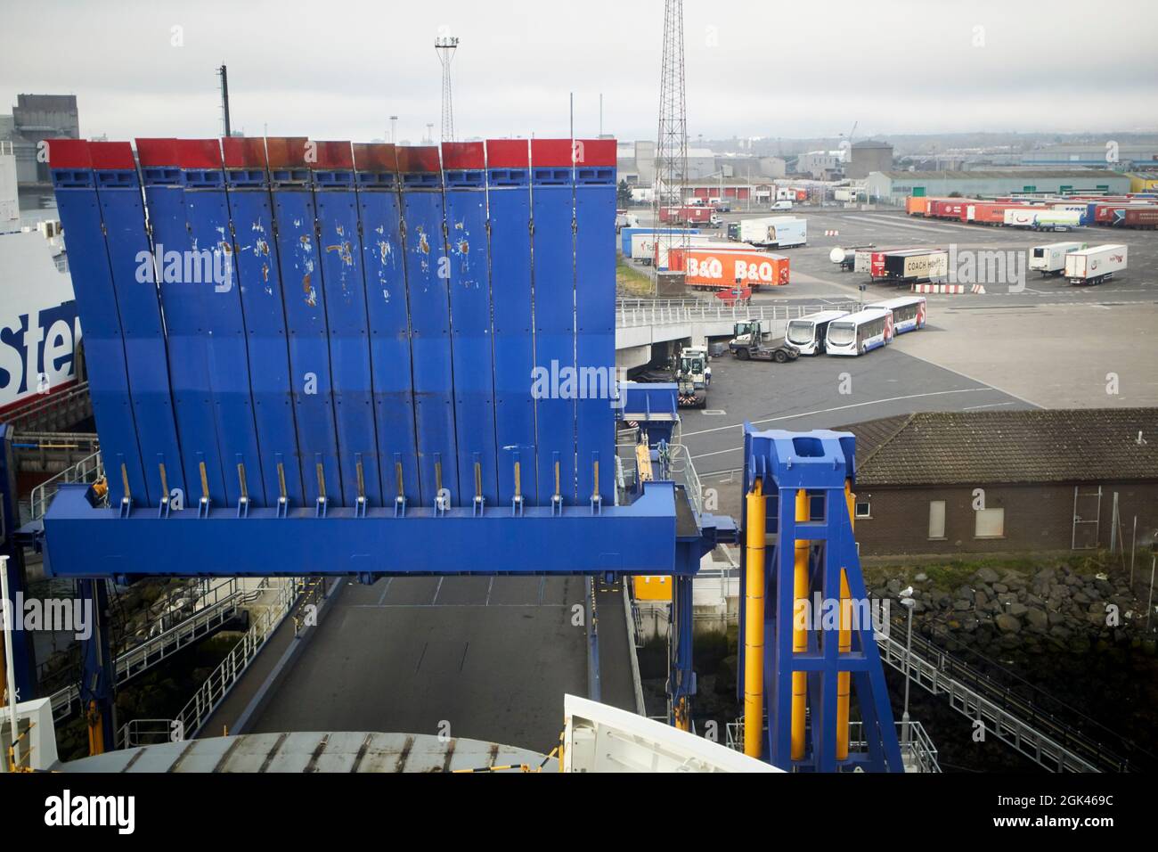 looking through window on ferry departing belfast harbour stena line ...