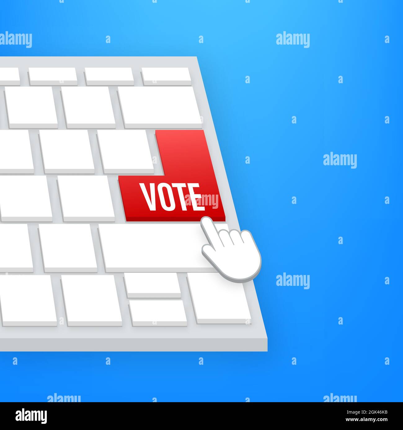 Vote button on keaboard. Hand click icon. Finger click icon. Vector ...