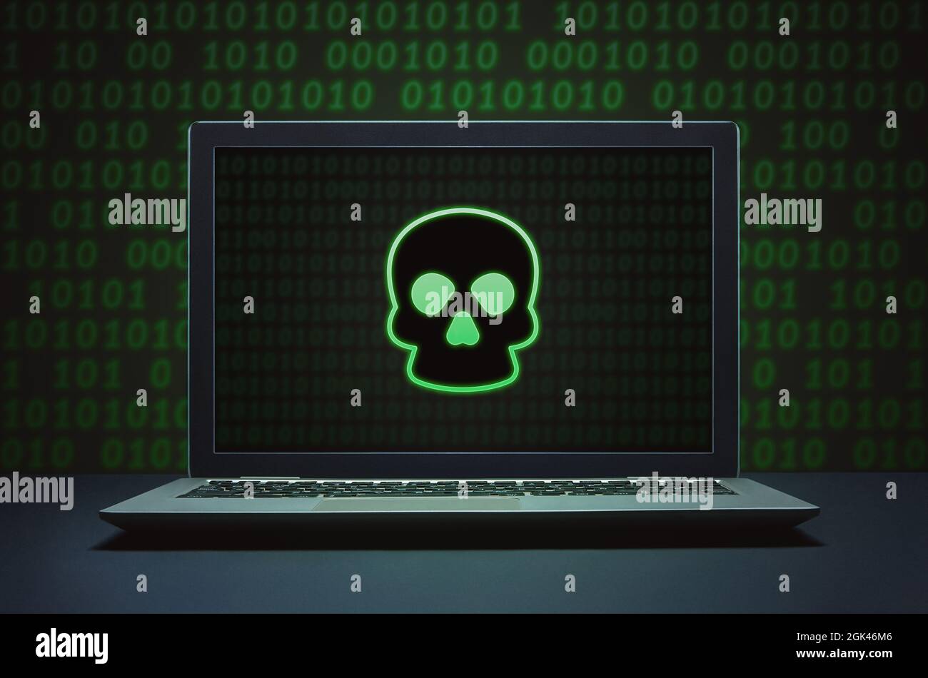 Dark hacking and malware concept on laptop computer screen Stock Photo ...