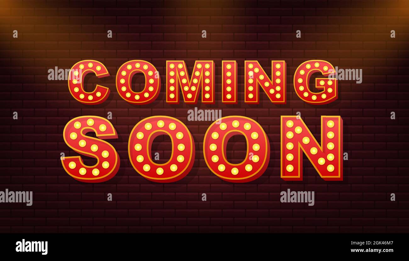Retro light text Coming soon. Retro light bulb. Vector stock ...