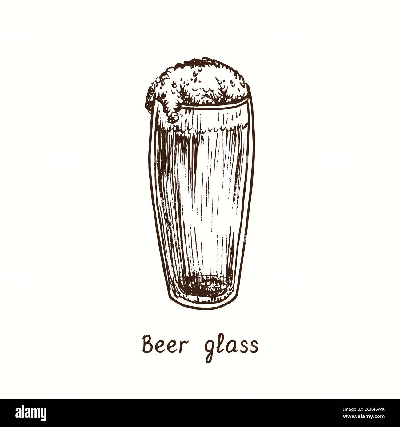 Beer glass Willi Becher or willybecher. Ink black and white doodle ...
