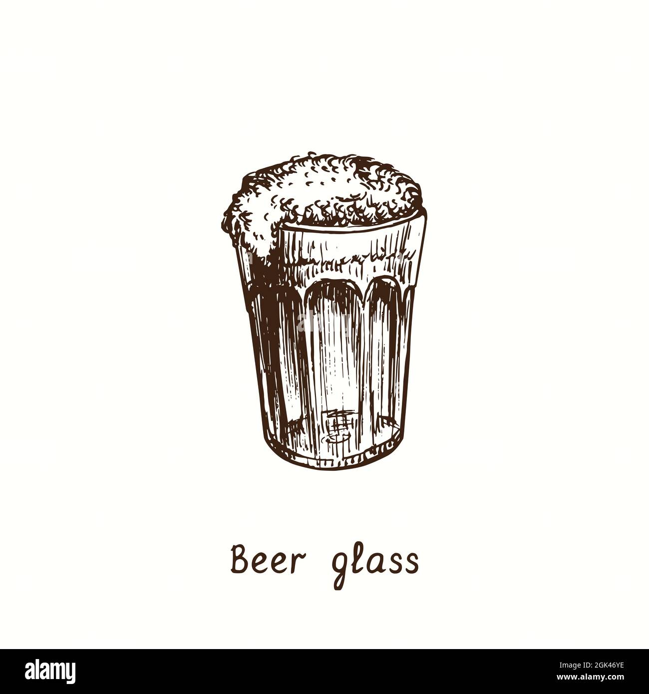Beer french jelly glass. Ink black and white doodle drawing in woodcut ...