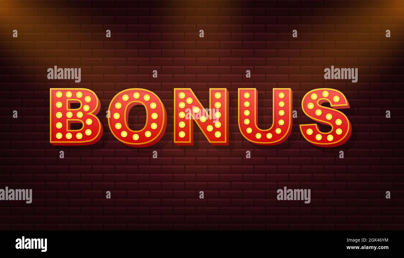 Retro light text bonus. Retro light bulb. Vector stock illustration ...