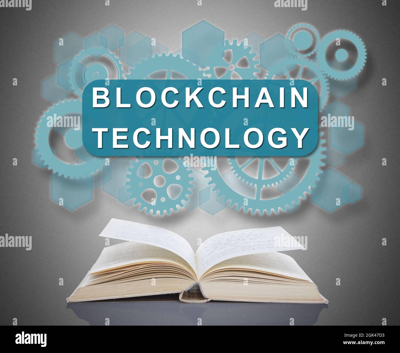 Blockchain technology concept above an open book Stock Photo - Alamy