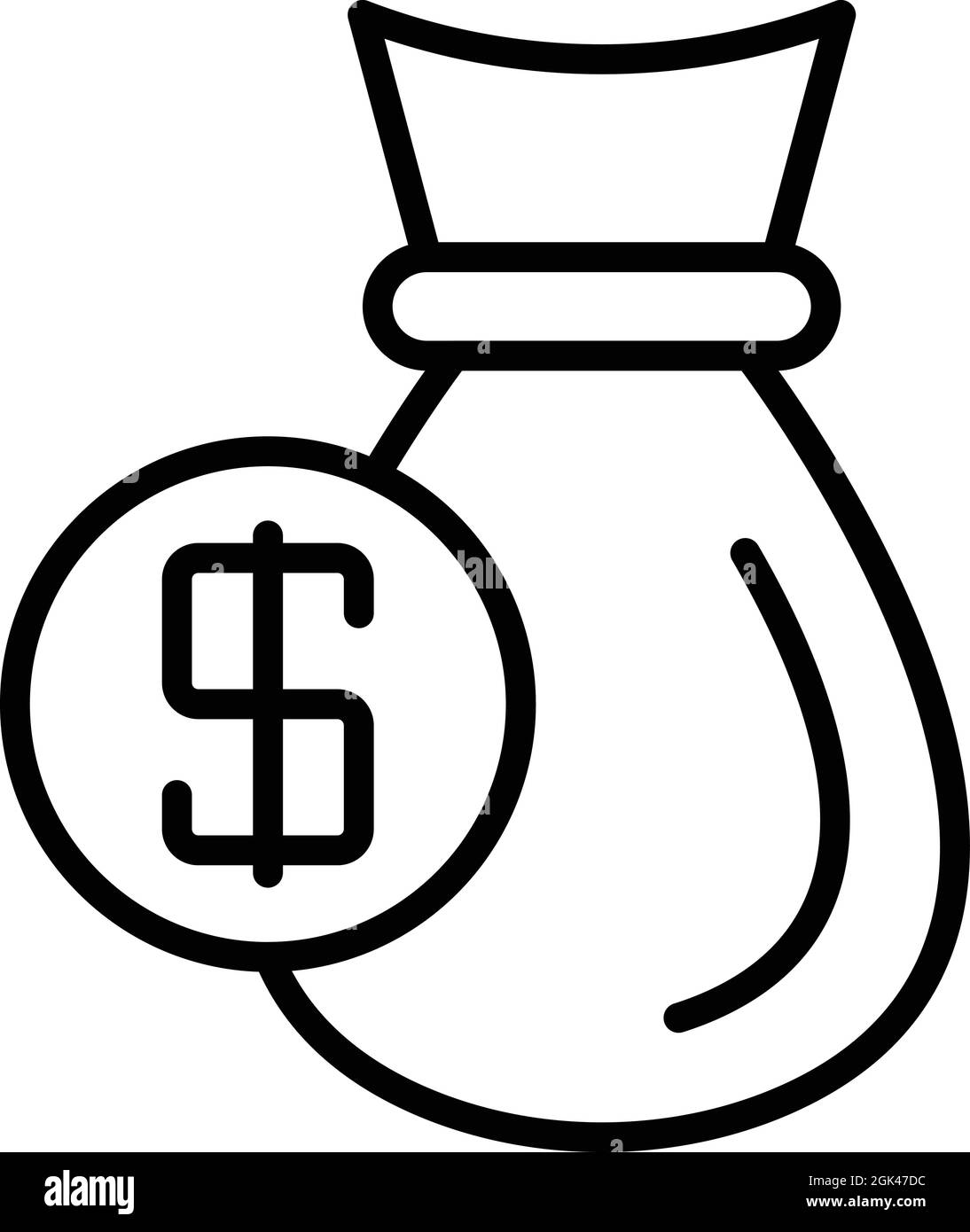 Money bag icon outline vector. Dollar cash. Bank sack Stock Vector ...