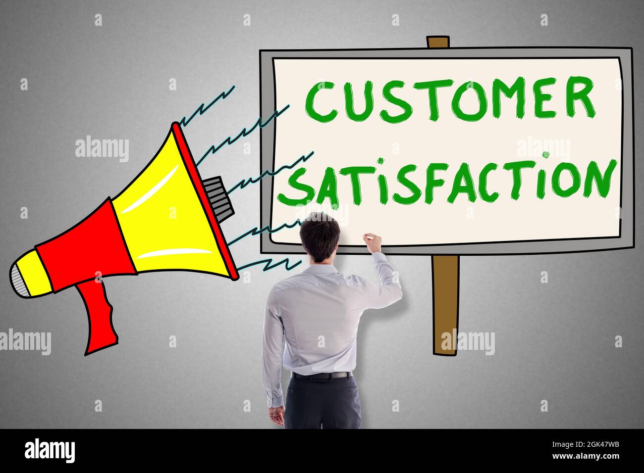 Customer satisfaction concept drawn by a businessman Stock Photo - Alamy