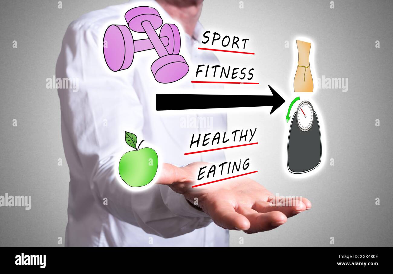Fitness concept above hand hi-res stock photography and images - Alamy