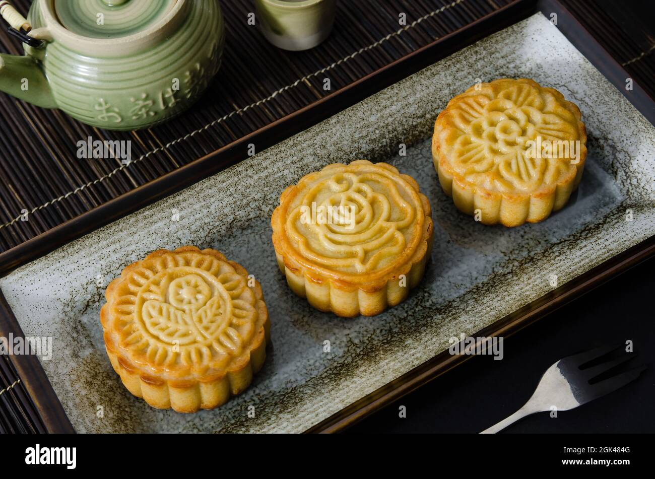Mooncake, Moon cake for Mid-Autumn Festival, concept of traditional ...