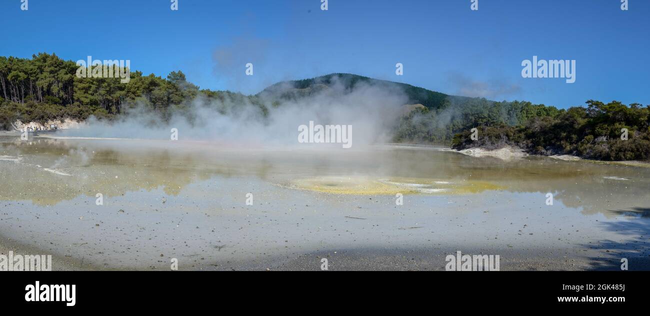 Boiling mud and sulfur springs due to volcanic activity in Wai-O-Tapu ...