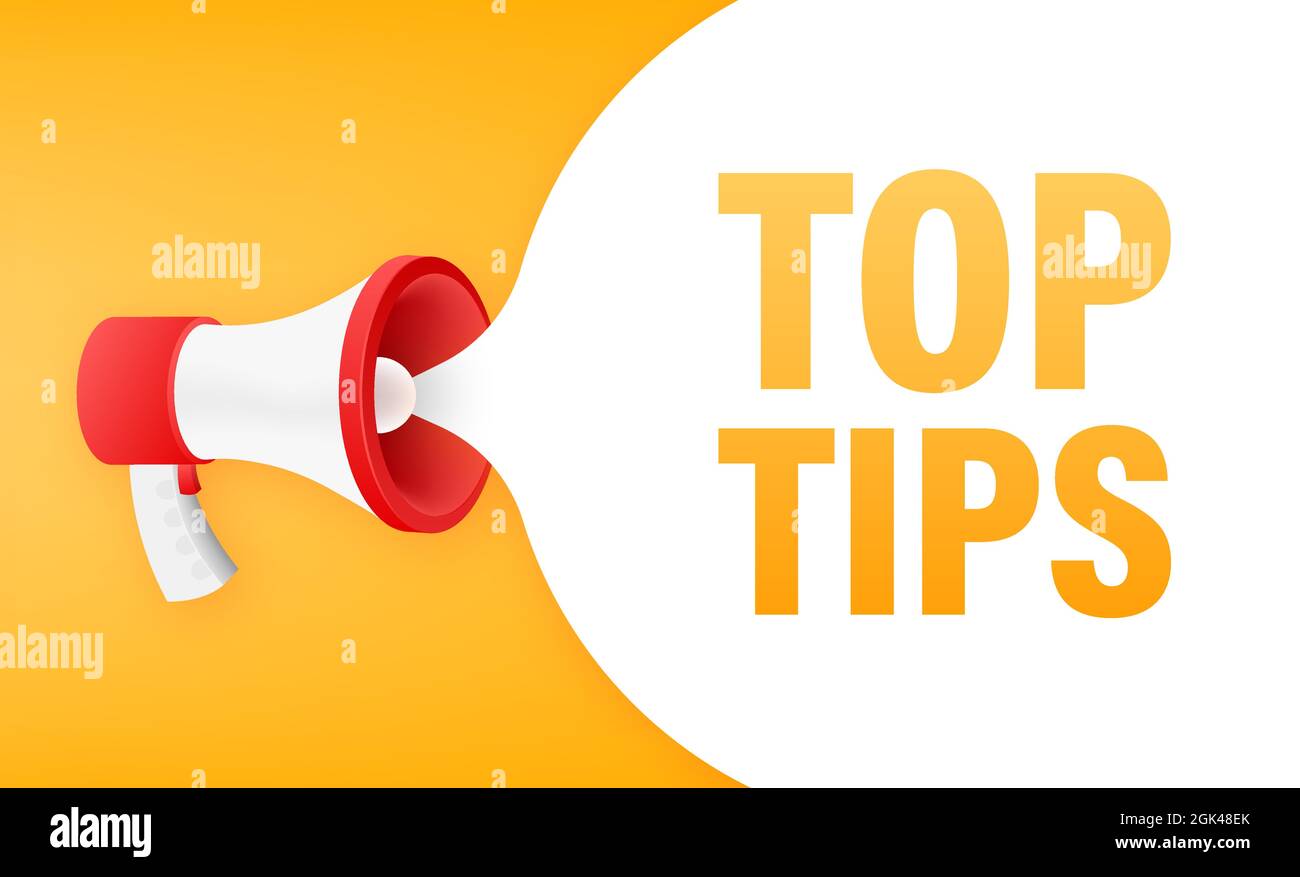 Megaphone banner text top tips hi-res stock photography and images - Alamy