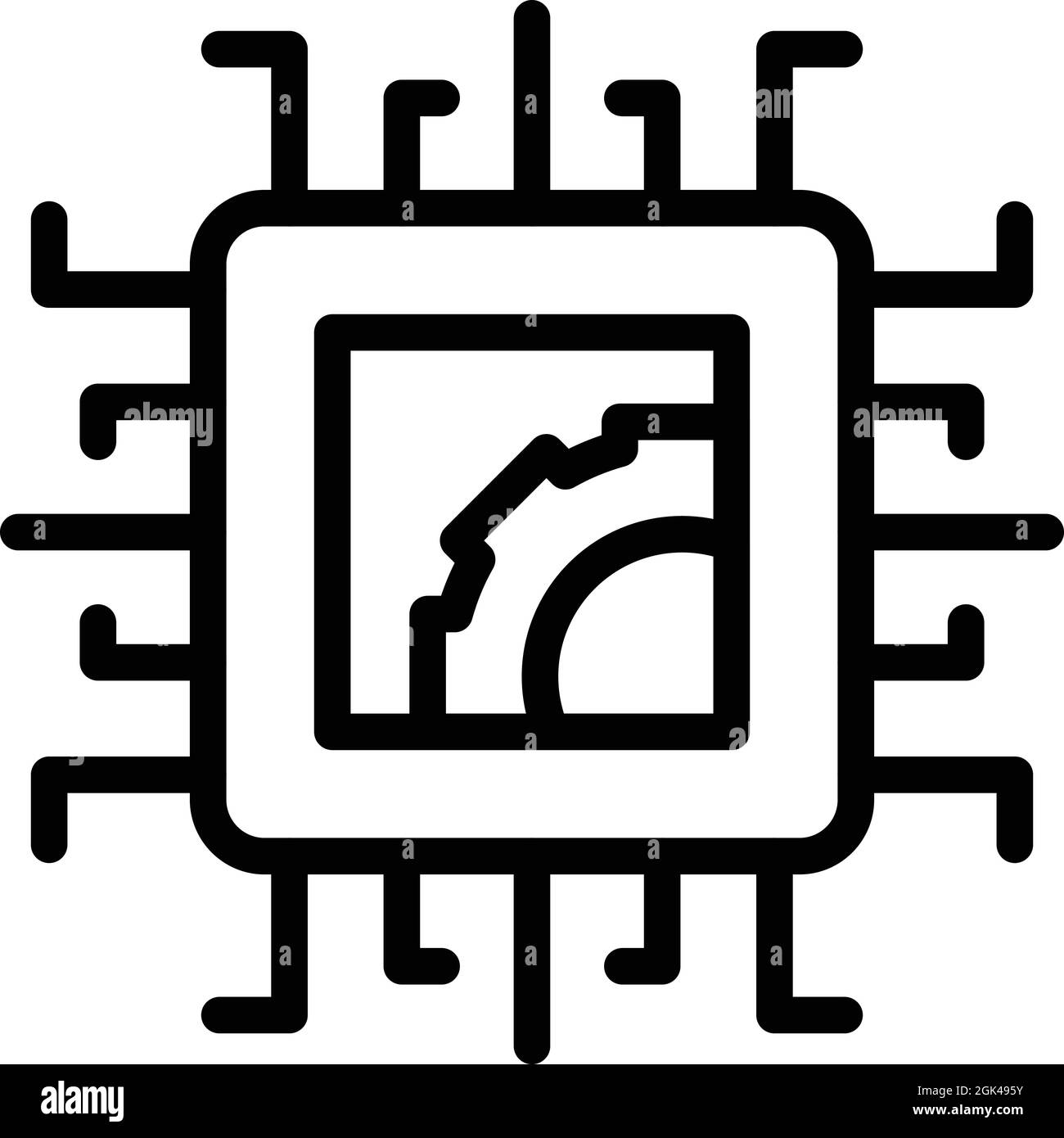 Modern processor icon outline vector. Digital circuit. Board chip Stock ...