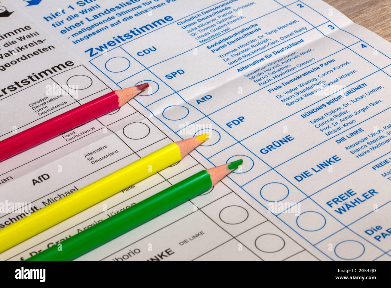 Symbol image Traffic-light-coaltion (Germany): Ballot paper for the ...