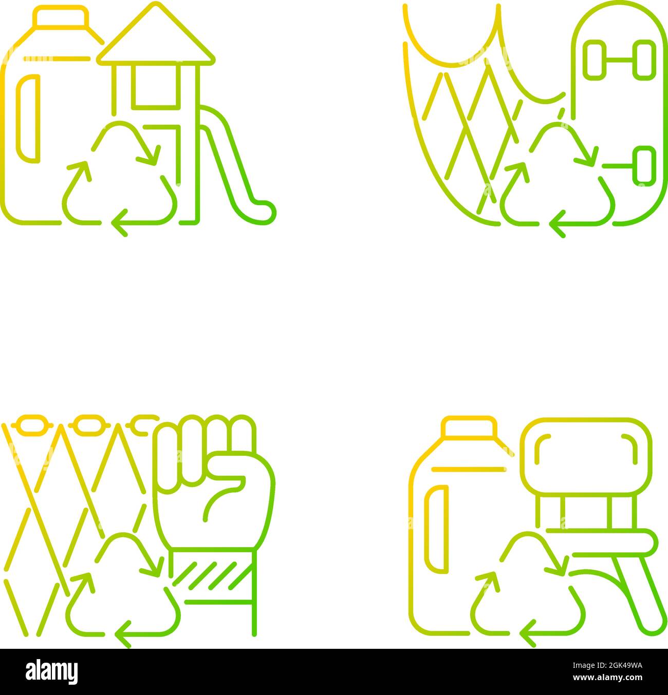 Recycling for sustainability gradient linear vector icons set Stock ...