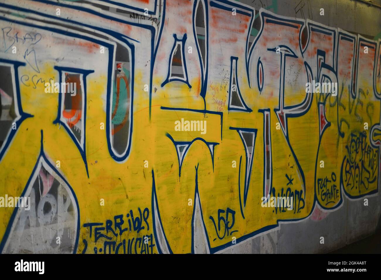 Urban graffiti on an outdoor wall, UK Stock Photo - Alamy
