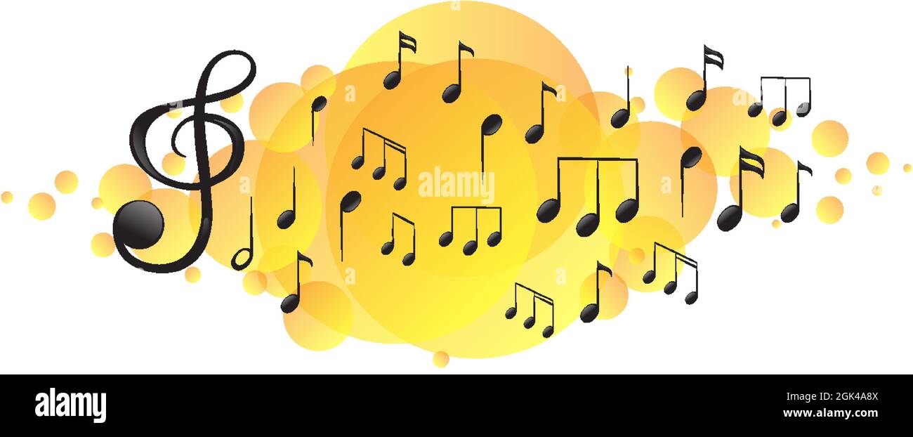 Musical melody symbols on yellow splotch illustration Stock Vector ...