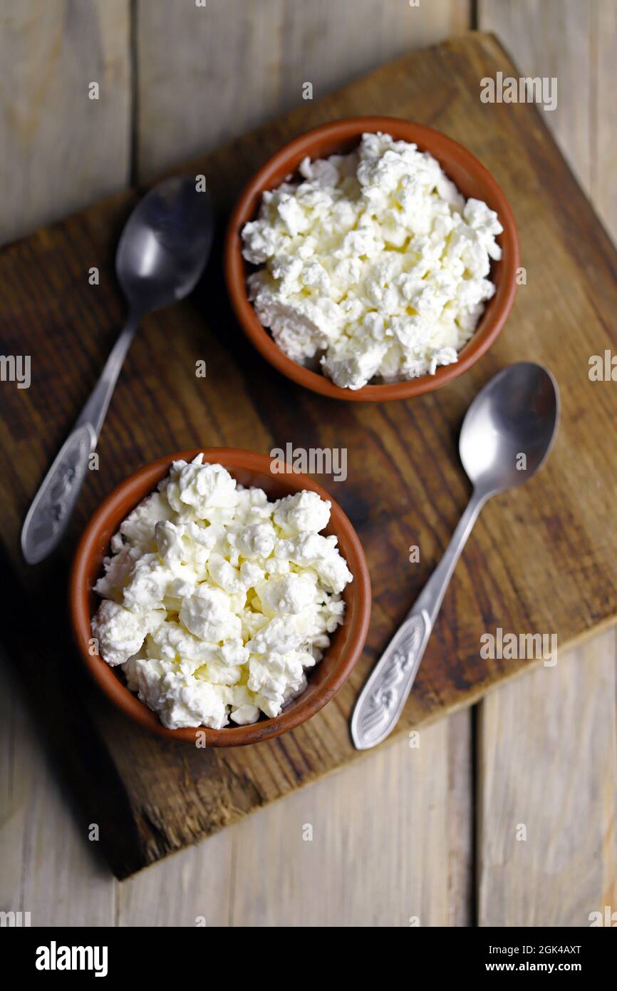 Fresh homemade cottage cheese. Dairy products Stock Photo - Alamy