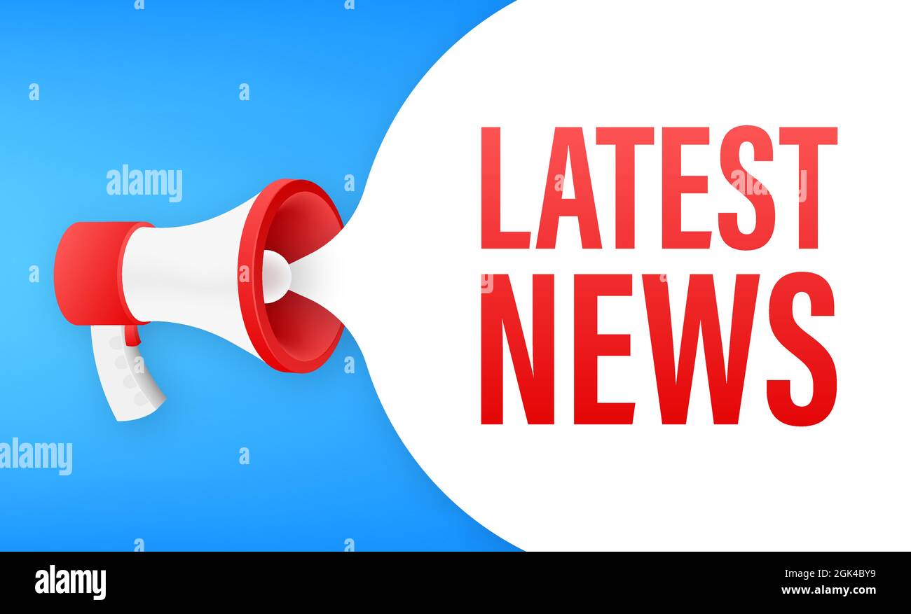 Megaphone with Latest news. Megaphone banner. Web design. Vector stock ...