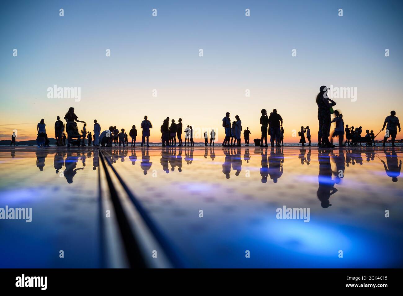The famous Zadar city monument - The greeting of the sun where people ...
