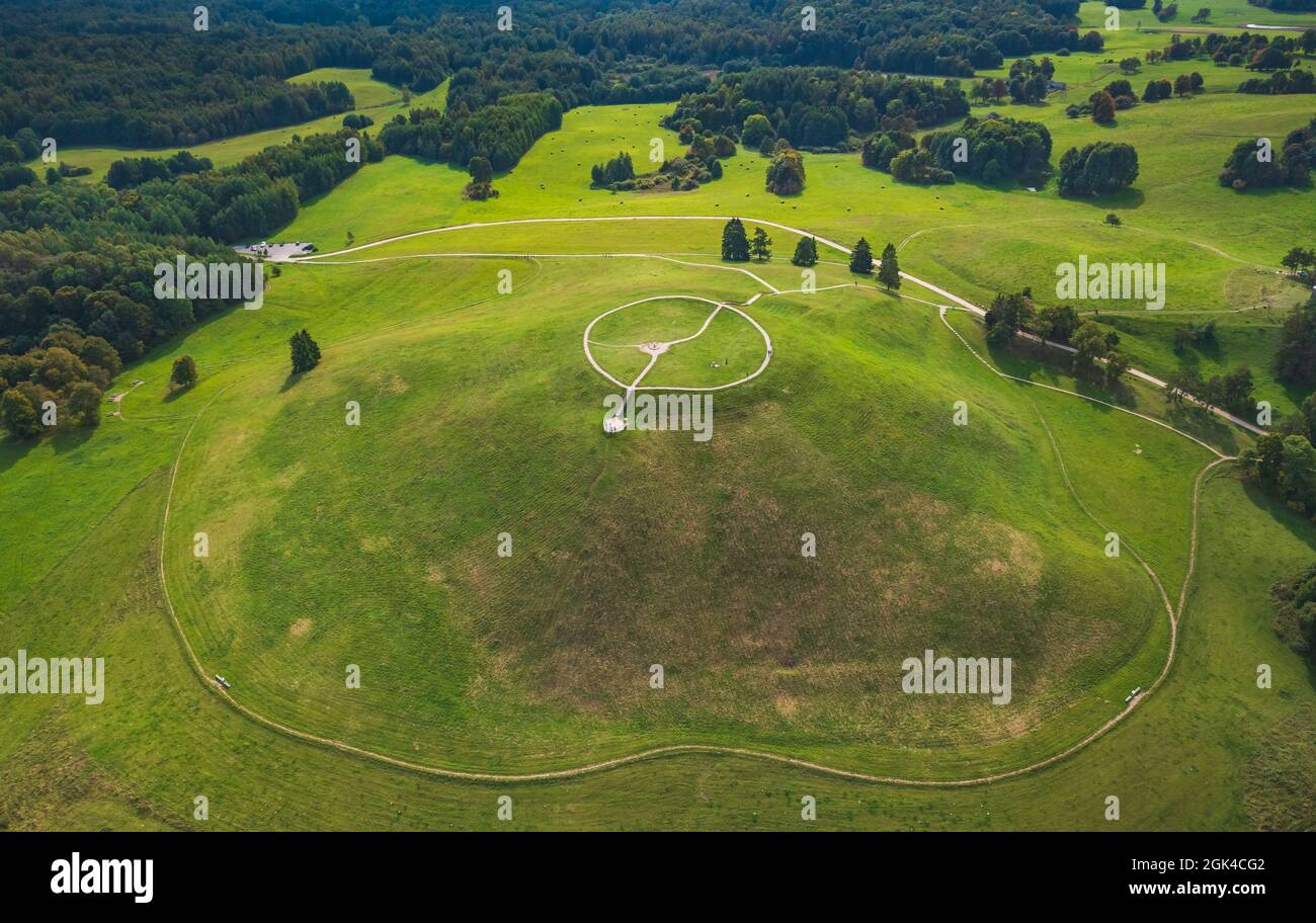 Historical mound Satrija in Samogitia, Lithuania, aerial view Stock ...