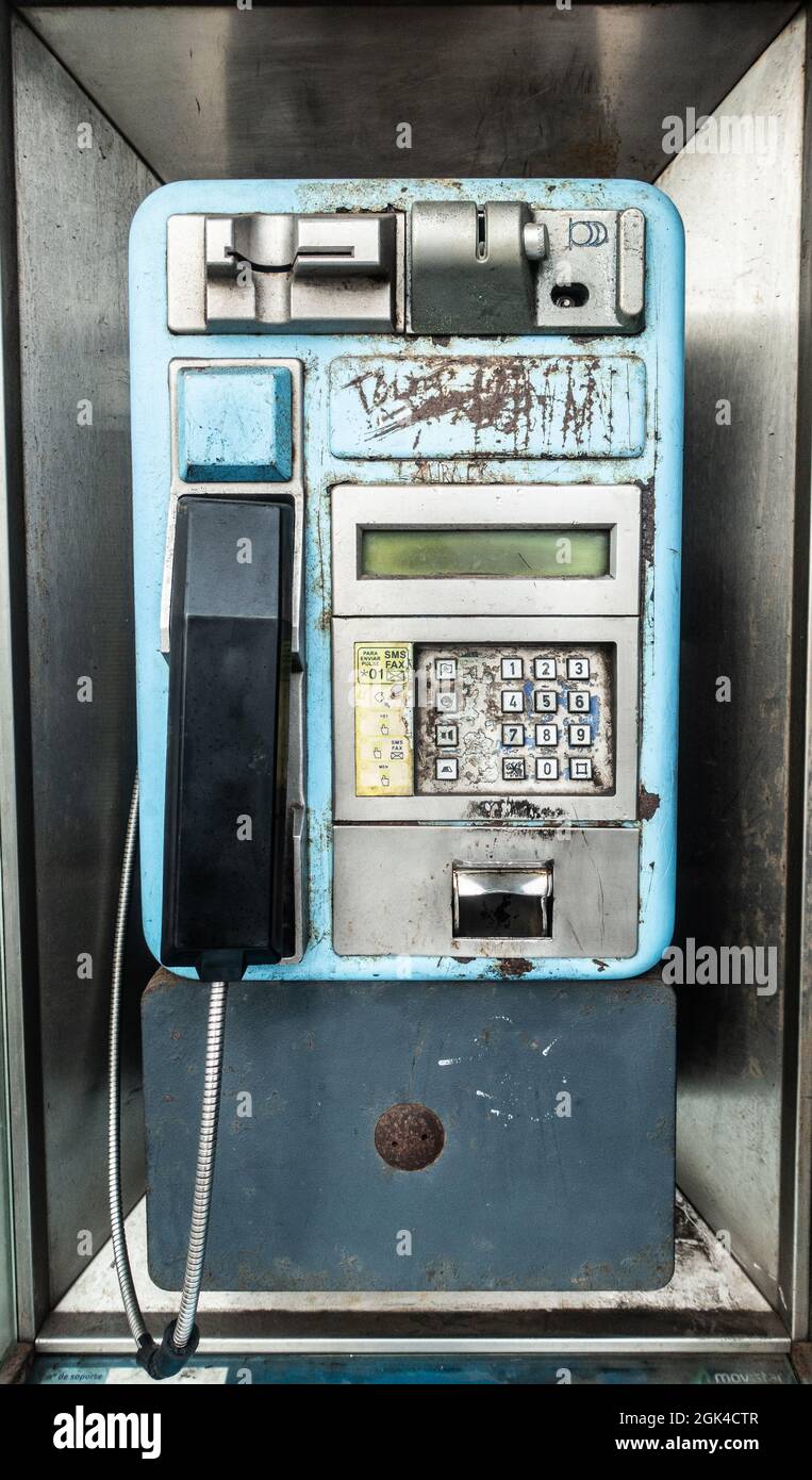 Public telephone in street in Spain Stock Photo - Alamy