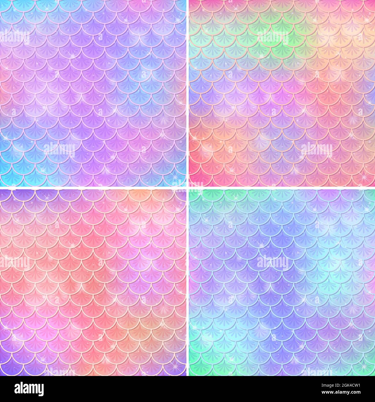Set of fish scale seamless pattern background illustration Stock Vector ...
