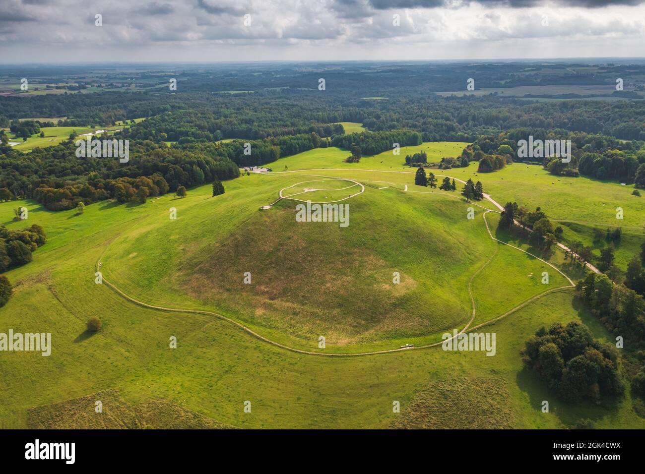 Historical mound Satrija in Samogitia, Lithuania, aerial view Stock ...