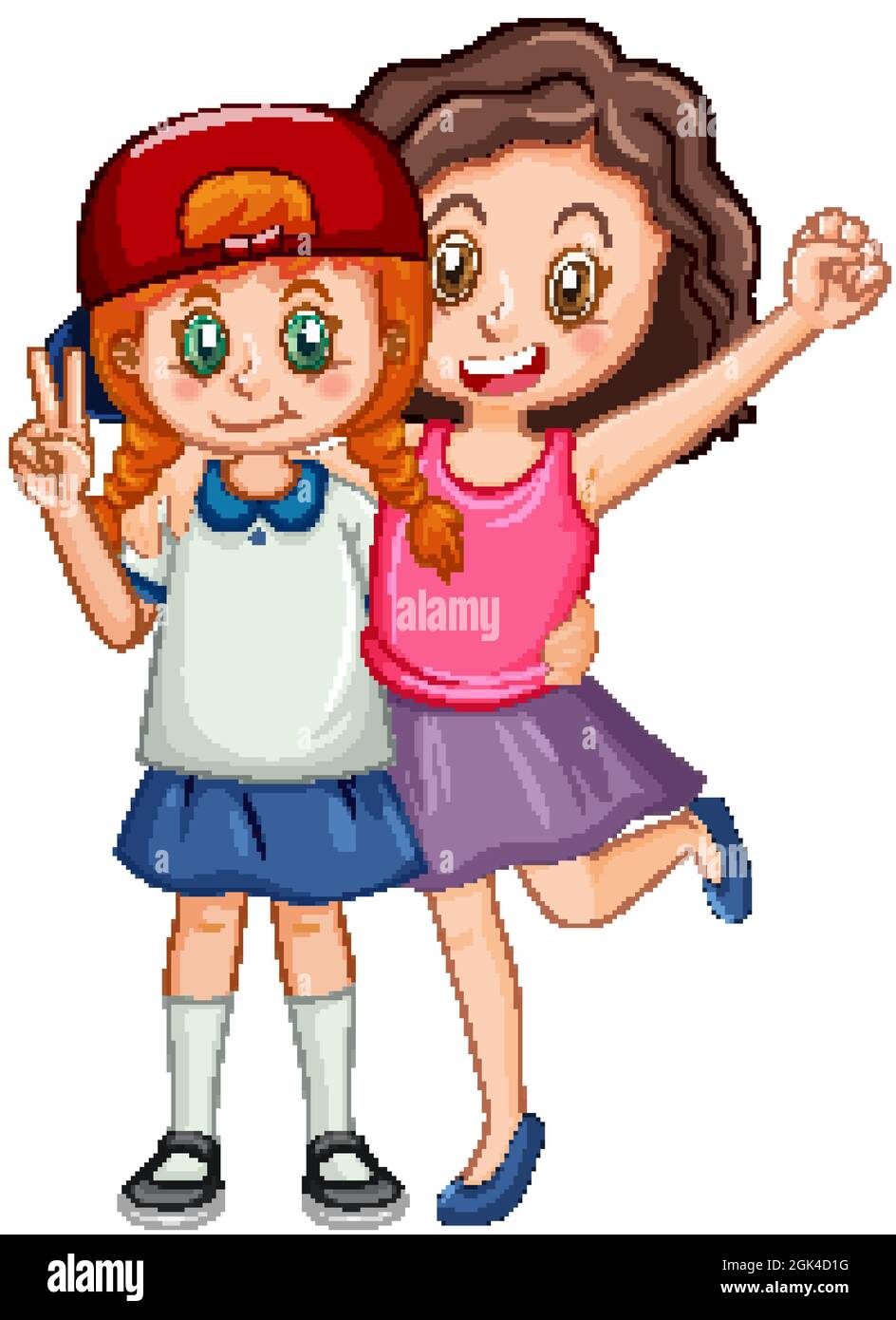 Two cute girls hugging each other illustration Stock Vector Image & Art ...