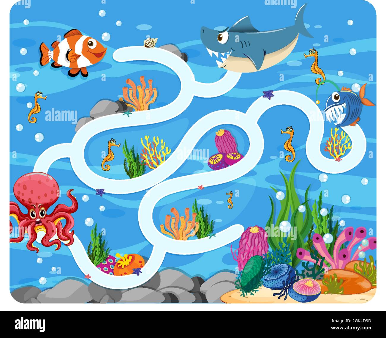 Cute cartoon maze game template illustration Stock Vector Image & Art ...