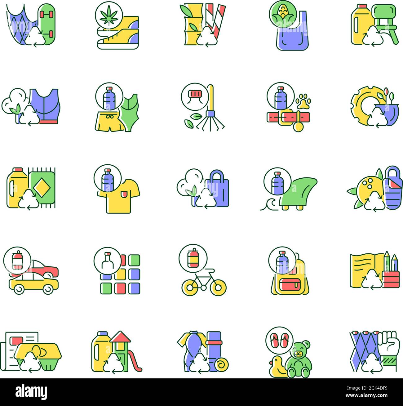 Recycled materials RGB color icons set Stock Vector Image & Art - Alamy
