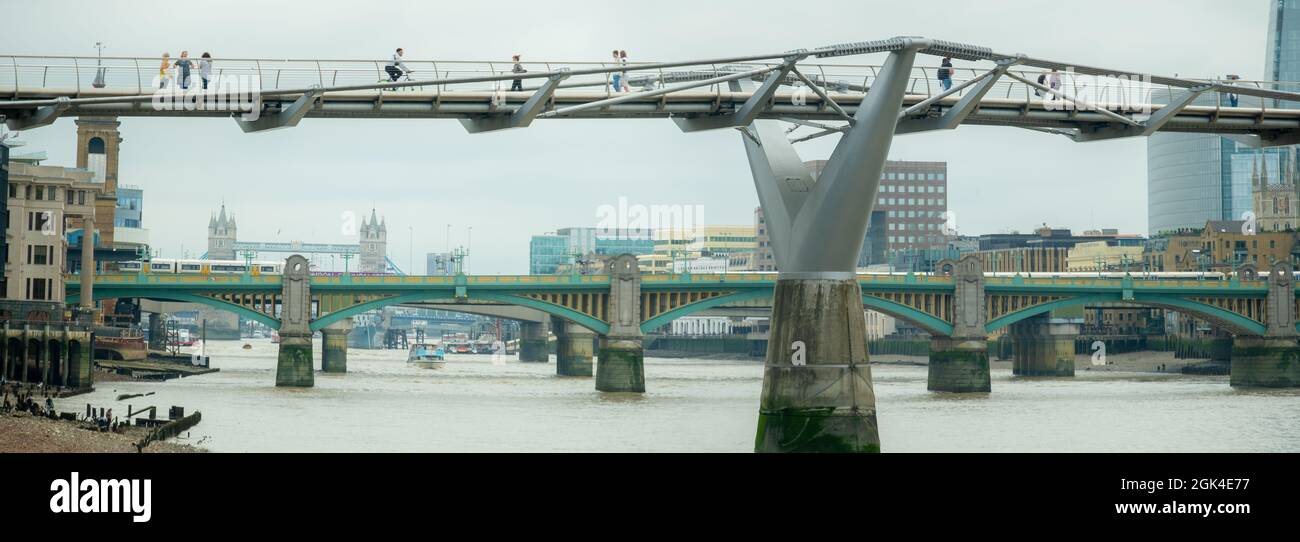 London, September, 2021: Two people taking in the view of Londons ...