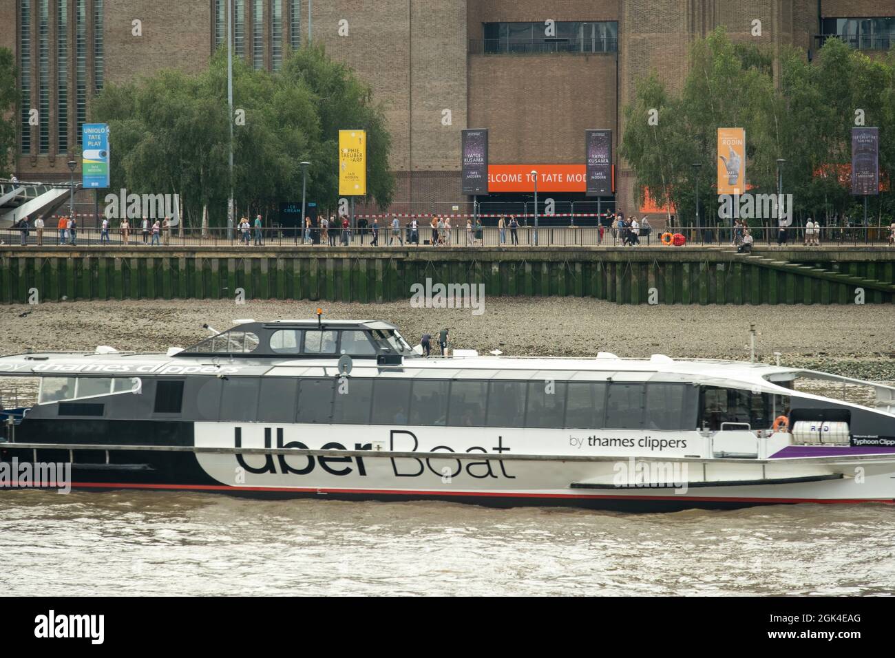 London, September, 2021: Uber River Boat on the River Thames in London ...