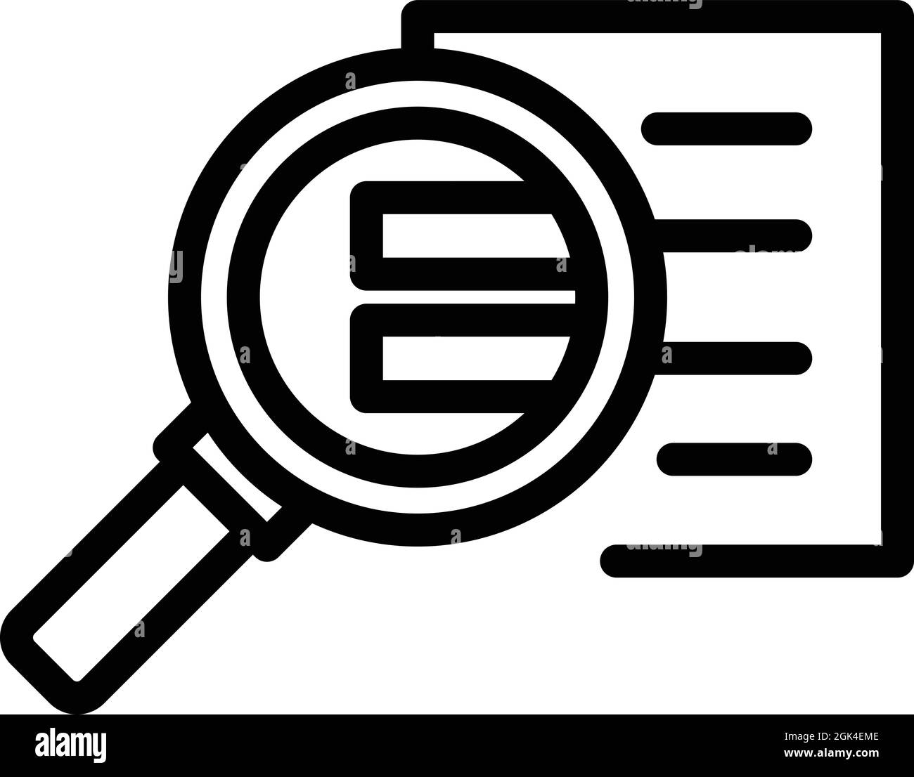 Search document icon outline vector. Glass paper. Data review Stock ...