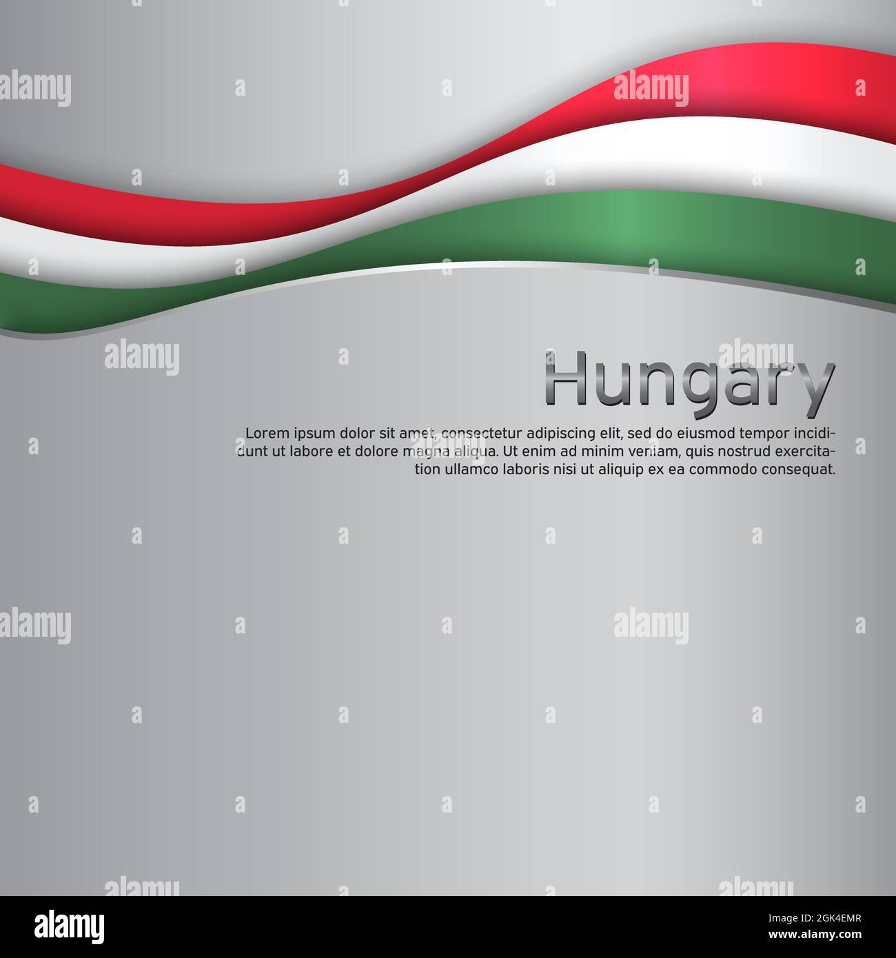 Abstract waving hungary flag. Paper cut. Creative metal background for ...