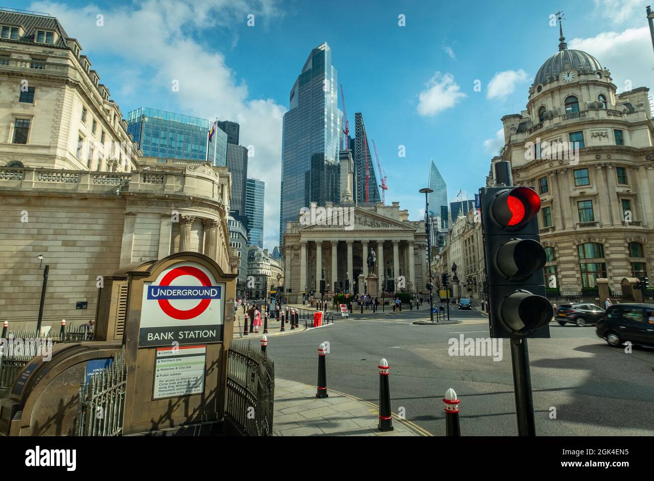 London- September 2021: Bank Underground station in the City of London ...