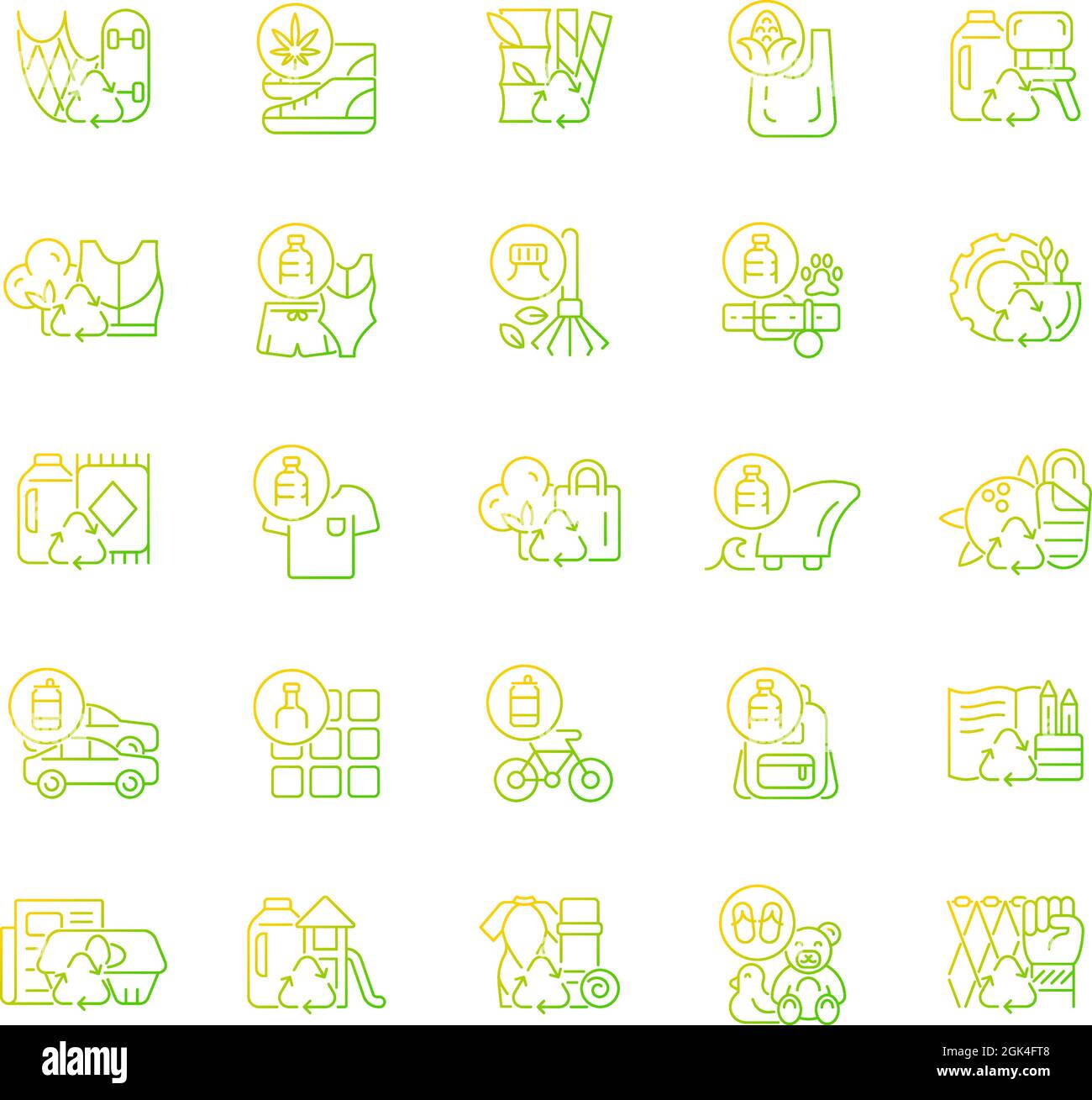 Recycled materials gradient linear vector icons set Stock Vector Image ...