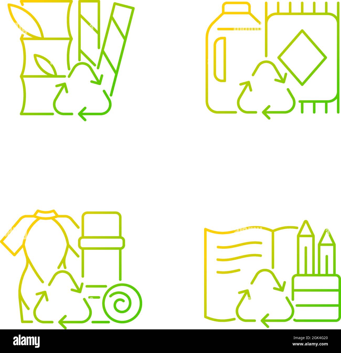 Reduce environmental pollution gradient linear vector icons set Stock ...
