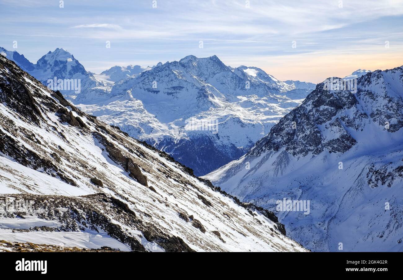 Snowy peaks of the Engadin Stock Photo - Alamy