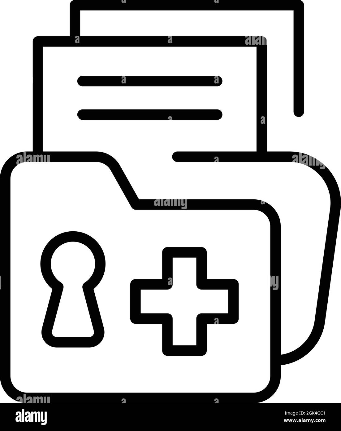 Locked folder icon outline vector. File lock. Confidential archive ...